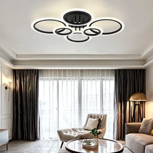 Vikaey Modern 6 Rings LED Ceiling Light & Black Dimmable LED Ceiling Light（11.8"）