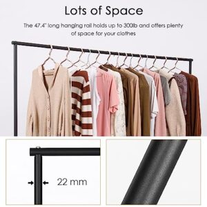 Zelecube Clothes Rack Heavy Duty Clothing Rack with Wheels, 70 Inch Garment Rack Wardrobe Rack Clothing Racks for Hanging Clothes, Coats, Skirts, Shirts, Sweaters, Black