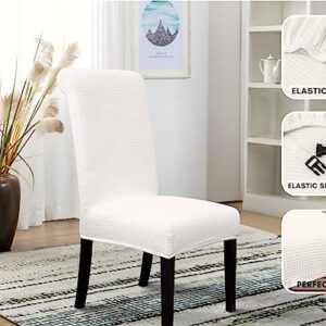 SPRINGRICO 4 Pack Dining Room Chair Covers with seat Belt, Stretch Parsons Chair Slipcover Washable Kitchen Dining Chair Cover Removable Seat Protector Set of 4, S1- Off White