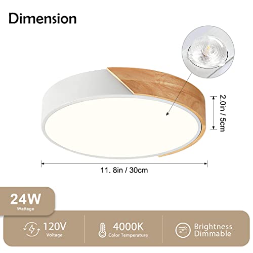 Vikaey Modern Flush Mount Ceiling Light & White Dimmable LED Ceiling Light