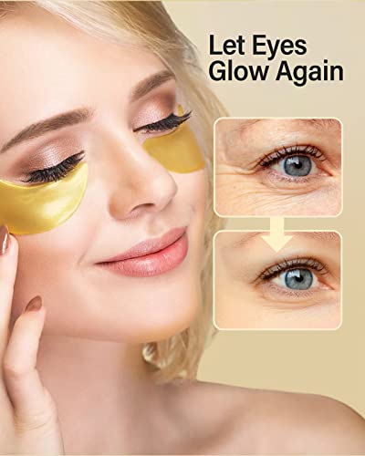 Komoko 24K Gold Under Eye Patches (60 Count), Skin Care, Golden Under Eye Mask Anti-Aging Collagen & Amino Acid, Eye Mask for Removing Dark Circles, Puffiness and Wrinkles, Refresh Your Under Eye Skin