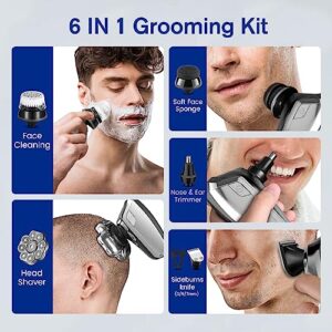 Mr.Wintek 9D Head Shaver - 9 Blades, 90-Minute Battery Life, IPX6 Waterproof, Dry & Wet Dual-Use, LED Display, Multiple Accessories - for Bald Men, Electric Razor for Men (Silver)