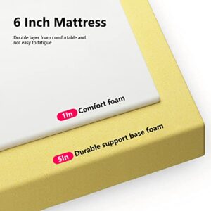 Twin Size Mattress,6 Inch Base Foam Mattress in a Box,Medium-Firm,Pressure Relief&Temperature Regulation,CertiPUR-US Certified,Fiberglass Free，White