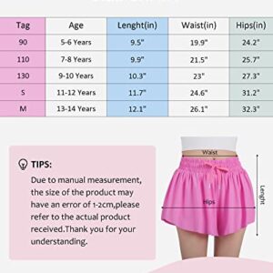 HASMES Girls Flowy Shorts with Spandex Liner Butterfly Athletic Shorts for Kids/Toddler 11-12Y (Hot Pink)