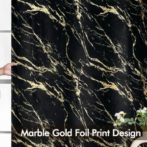 MIULEE Black and Gold Velvet Curtains 84 Inches Long Glitter Metallic Marble Pattern Foil Print Bedroom Living Room Curtains Blackout Room Darkening Thermal Insulated Grommet Window Drapes 2 Panels