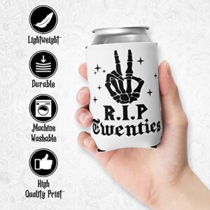 CiyvoLyeen Gothic 30th Birthday Can Sleeve Death to My 20s Party Decorations Skull Design Cooler RIP Cheer Funny Supplies Happy Halloween Men Husband Father Gifts Beer Soda Black White 12 Packs