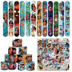 86 pcs moana party favors, moana slap bracelet and stickers for kids moana themed birthday party baby shower decorations