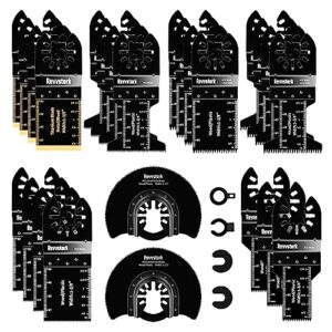 29pcs oscillating saw blades, reinforced titanium oscillating multitool blades for wood, metal, plastic cutting, quick release oscillating tool blades fit dremel dewalt craftsman ryobi milwaukee