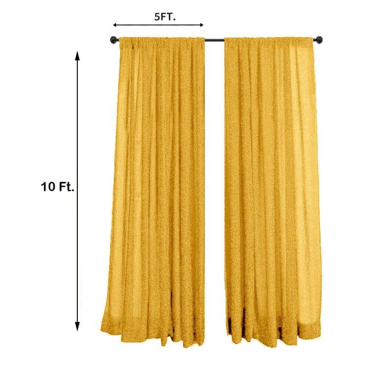 Hanha 2PC-5X10FT Gold Metallic Shiny Spandex Backdrop Curtain Party Wedding Backdrop Photography Background Photo Booth Studio Background Home Party Supplies Christmas Decor (Gold)