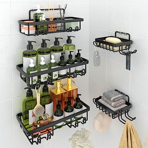 oyenbboi Shower Caddy, Shower Organizer [5-Pack], Adhesive Shower Shelves, No Drilling, Large Capacity Shower Rack, Rustproof Bathroom Shower Organizer, Shower Shelf for Inside Shower