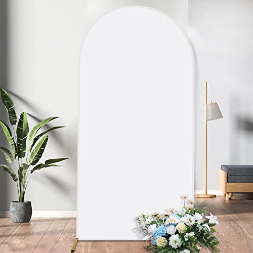 Spandex Fitted Arch Backdrop Cover Chiara Backdrop Cover,2-Sided for Wedding Ceremony Birthday Party Baby Shower Banquet Decoration (3.3 x 6.6 ft, White)