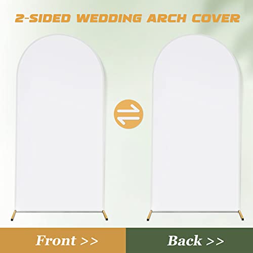 Spandex Fitted Arch Backdrop Cover Chiara Backdrop Cover,2-Sided for Wedding Ceremony Birthday Party Baby Shower Banquet Decoration (3.3 x 6.6 ft, White)