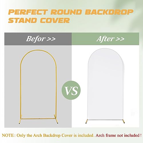 Spandex Fitted Arch Backdrop Cover Chiara Backdrop Cover,2-Sided for Wedding Ceremony Birthday Party Baby Shower Banquet Decoration (3.3 x 6.6 ft, White)