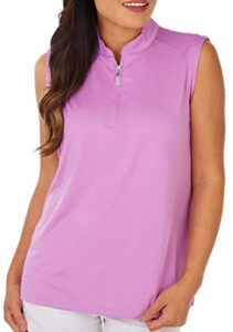 coral bay golf womens 1/4 zip band sleeveless polo top large purple