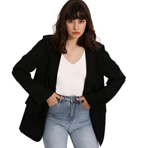 Womens Casual Blazers Open Front Long Sleeve Work Office No Buckle Jackets Blazer (as1, Alpha, x_l, Regular, Regular, Black)