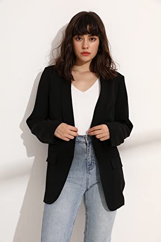 Womens Casual Blazers Open Front Long Sleeve Work Office No Buckle Jackets Blazer (as1, Alpha, x_l, Regular, Regular, Black)