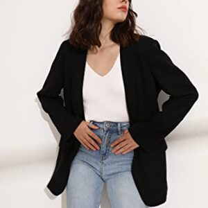 Womens Casual Blazers Open Front Long Sleeve Work Office No Buckle Jackets Blazer (as1, Alpha, x_l, Regular, Regular, Black)