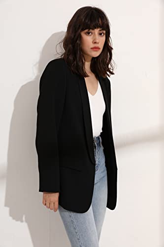 Womens Casual Blazers Open Front Long Sleeve Work Office No Buckle Jackets Blazer (as1, Alpha, x_l, Regular, Regular, Black)