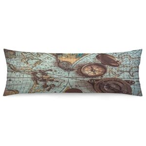 AIRMARK Body Pillow Cover,Antique Pirate Rare Items Collections Including Printed Long Pillow Cases Protector with Zipper Decor Soft Large Covers Cushion for Beding,Couch,Sofa,Home Gift 20"x54"