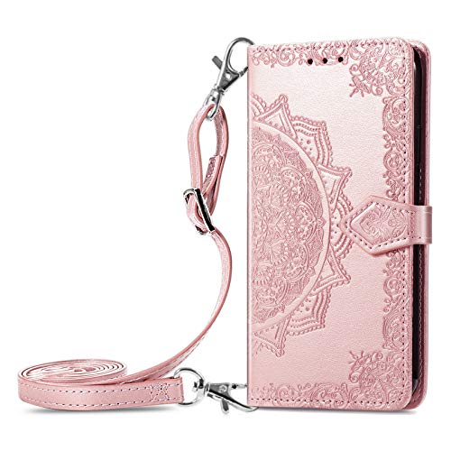 HUANGTAOLI Crossbody Shoulder Strap Case for Oppo A76, Magnetic Closure Kickstand Wallet Pouch Case for Oppo A76