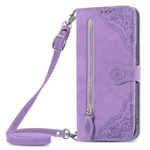 huangtaoli crossbody adjustable handbag case for oppo a9 2020, zipper bag magnetic closure kickstand wallet flip case for oppo a9 2020