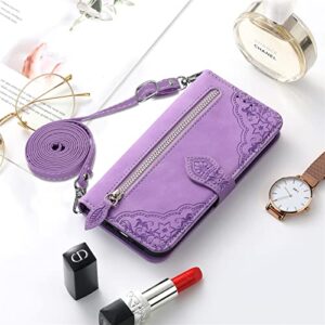 HUANGTAOLI Crossbody Adjustable Handbag Case for Oppo A9 2020, Zipper Bag Magnetic Closure Kickstand Wallet Flip Case for Oppo A9 2020