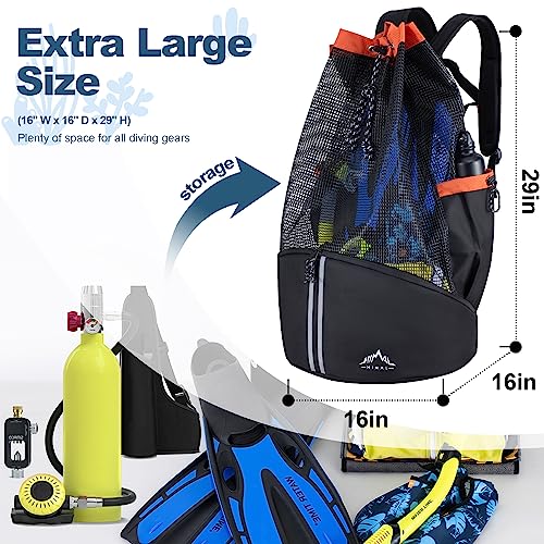 GoHimal Scuba Diving Bag, XL Mesh Backpack for Scuba Diving and Snorkeling Gear & Equipment, Holds Mask, Fins, Snorkel