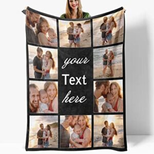 Custom Blanket with Photos Made in USA Personalized Gifts Personalized Blanket Warm 10 Photo Blankets for Couples Women Man Mom Friends on Birthday Christmas Wedding Anniversary Sofa Bed Office