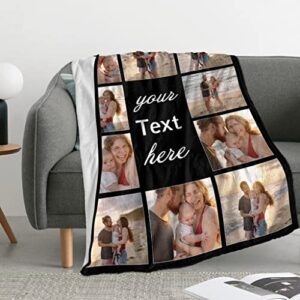 Custom Blanket with Photos Made in USA Personalized Gifts Personalized Blanket Warm 10 Photo Blankets for Couples Women Man Mom Friends on Birthday Christmas Wedding Anniversary Sofa Bed Office