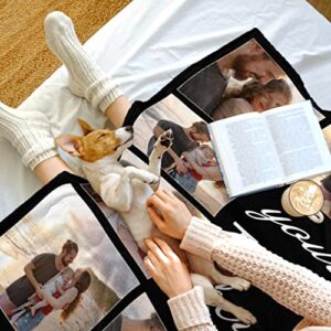 Custom Blanket with Photos Made in USA Personalized Gifts Personalized Blanket Warm 10 Photo Blankets for Couples Women Man Mom Friends on Birthday Christmas Wedding Anniversary Sofa Bed Office