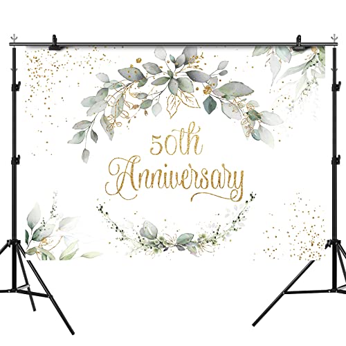 Rsuuinu Happy 50th Anniversary Backdrop Greenery Cheers to Wedding Anniversary Bridal Shower Miss to Mrs Photography Background Party Decorations Banner Supplies Favors Photo Booth Props 7x5ft