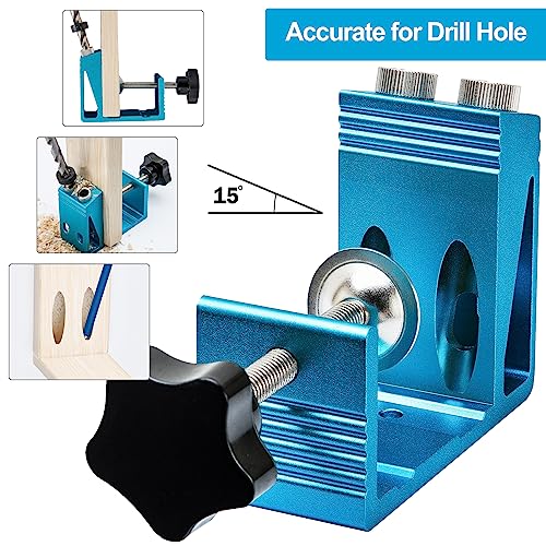 Pocket Hole Jig Kit Dowel Drill Joinery Screw Kit Carpenters Wood Woodwork Guides Joint Angle Tool All-In-One Drill Hole System Set -Upgrade Version