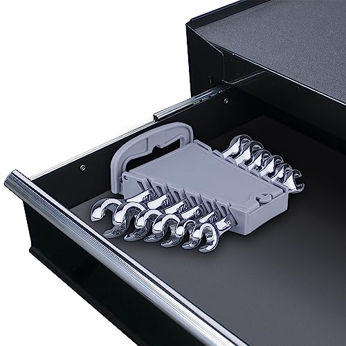 EFFICERE 6-Piece Metric and SAE Flare Nut Wrench Set with Rack | Metric 10mm - 17mm, Inch 3/8” - 11/16” | Cr-V Steel, 6-Point Double-End Design, Best Line Wrench for Fuel, Brake, Air Conditioning