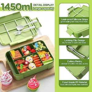 HOMETALL Bento Lunch Box Kit - Lunch Box Kids with Insulated Lunch Bag and Fun Accessories, 1450ML-6 Compartment Leak-Proof Bento Box, Suitable for Kids Go to School, Picnics, BPA-Free