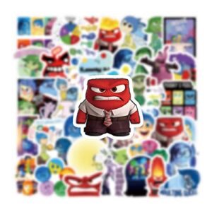 62Pcs Inside Out Stickers Pack,Cartoon Cute Aesthetic Graffiti Vinyl Waterproof Sticker Decals for Water Bottle,Laptop,Phone,Skateboard,Scrapbooking Gifts for Kids Teens Adults for Party Supply Decor