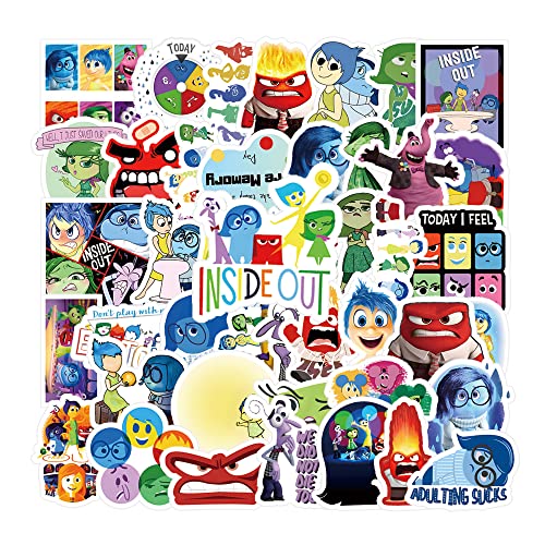 62Pcs Inside Out Stickers Pack,Cartoon Cute Aesthetic Graffiti Vinyl Waterproof Sticker Decals for Water Bottle,Laptop,Phone,Skateboard,Scrapbooking Gifts for Kids Teens Adults for Party Supply Decor