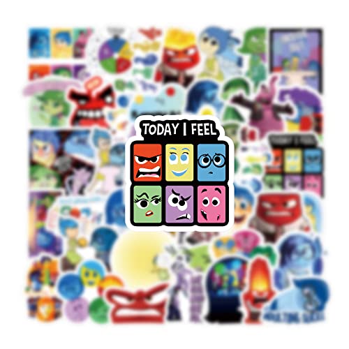 62Pcs Inside Out Stickers Pack,Cartoon Cute Aesthetic Graffiti Vinyl Waterproof Sticker Decals for Water Bottle,Laptop,Phone,Skateboard,Scrapbooking Gifts for Kids Teens Adults for Party Supply Decor