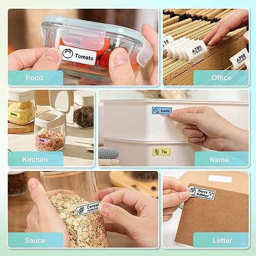 Nelko Label Maker Machine with Tape, P21 Portable Bluetooth Label Printer, Wireless Built-in Cutter Sticker Maker Mini Label Makers with Multiple Templates for Organizing Storage Office Home, White