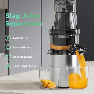 Masticating Juicer, 300W Professional Slow Juicer with 3.5-inch (88mm) Large Feed Chute for Nutrient Fruits and Vegetables, Cold Press Electric Juicer Machines with High Juice Yield, Easy Cleaning