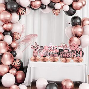 9Pcs 30th Birthday Decorations Men, Rose Gold 30th Birthday Centerpieces for Tables Decorations for Women, Honeycomb Table Topper, Best Gifts for thirty Years Birthday Prarty Decoration Supplies.