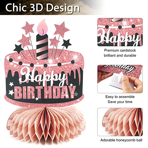 9Pcs 30th Birthday Decorations Men, Rose Gold 30th Birthday Centerpieces for Tables Decorations for Women, Honeycomb Table Topper, Best Gifts for thirty Years Birthday Prarty Decoration Supplies.