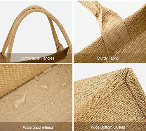 Globyz Jute Bag with Initials Burlap Tote Bag with Reinforced Handle for Women Men Grocerry Shopping Bridesmaid (X, Small (28 * 25 * 12 CM))