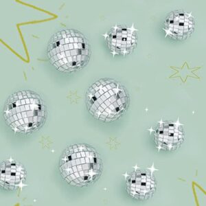 30pcs Disco Ball Cupcake Toppers, Disco Ball with Bamboo Sticks Disco Theme Cake Toppers for Cake Decorations Cupcake Decor Dessert Accessories Disco Party (Silver)