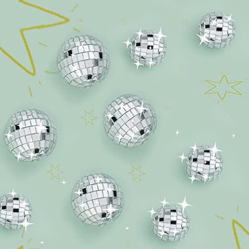 30pcs Disco Ball Cupcake Toppers, Disco Ball with Bamboo Sticks Disco Theme Cake Toppers for Cake Decorations Cupcake Decor Dessert Accessories Disco Party (Silver)