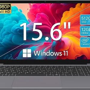 ApoloSign 15.6'' Laptop, 12GB RAM 512GB SSD, Windows 11 Laptop Computer, Intel Jasper Lake N5095(up to 2.8GHz), FHD IPS Display, Ultra Slim, Mini-HDMI