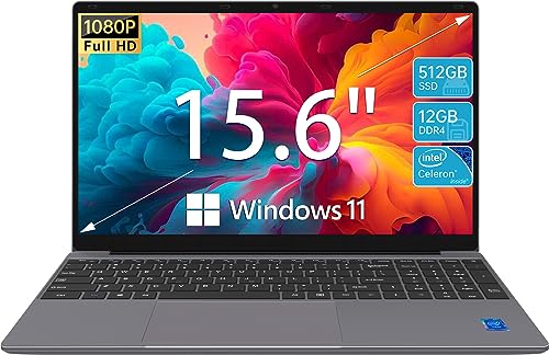 ApoloSign 15.6'' Laptop, 12GB RAM 512GB SSD, Windows 11 Laptop Computer, Intel Jasper Lake N5095(up to 2.8GHz), FHD IPS Display, Ultra Slim, Mini-HDMI