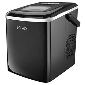 bosaly ice maker machine, 26lbs 24h ice cube maker, electric ice maker portable with ice scoop and basket, perfect for home/kitchen/office/bar, black