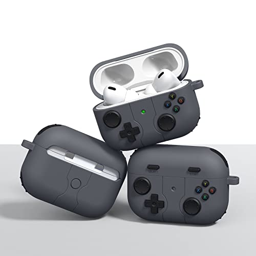 Tixjmcn Airpods Pro 2 Case Cover with Cleaning Kit, Game Console Design Soft Silicone airpods pro 2nd Generation case Cute for AirPods Pro 2nd/1st Generation Case Cover(Grey)