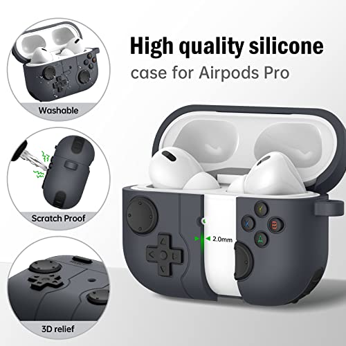 Tixjmcn Airpods Pro 2 Case Cover with Cleaning Kit, Game Console Design Soft Silicone airpods pro 2nd Generation case Cute for AirPods Pro 2nd/1st Generation Case Cover(Grey)