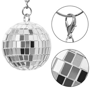 12Pcs Disco Ball Keychain Keyring 70s Disco Keychain Mirror Ball Keychain Small Silver Disco Ball Accessories Party Favor for 70s 80s Disco Party Supplies Halloween Christmas Party Decorations